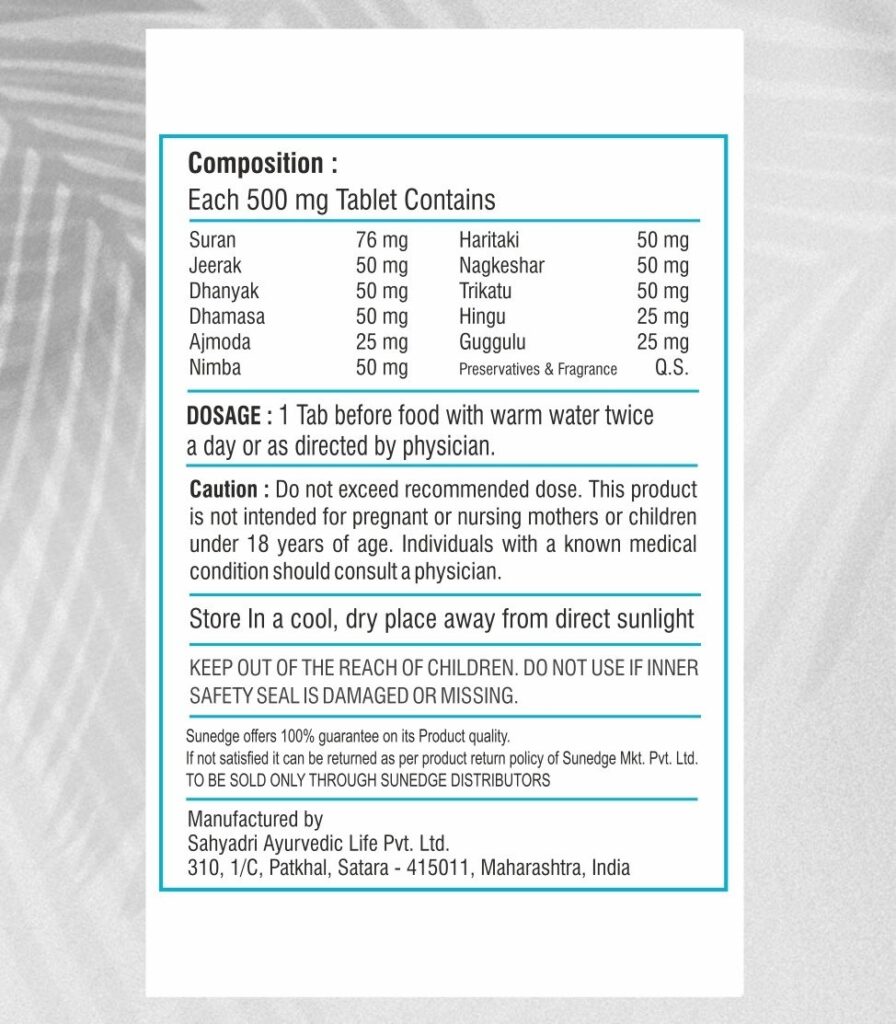ARSHASUDHA TABLET 60 Nos - Sunedge